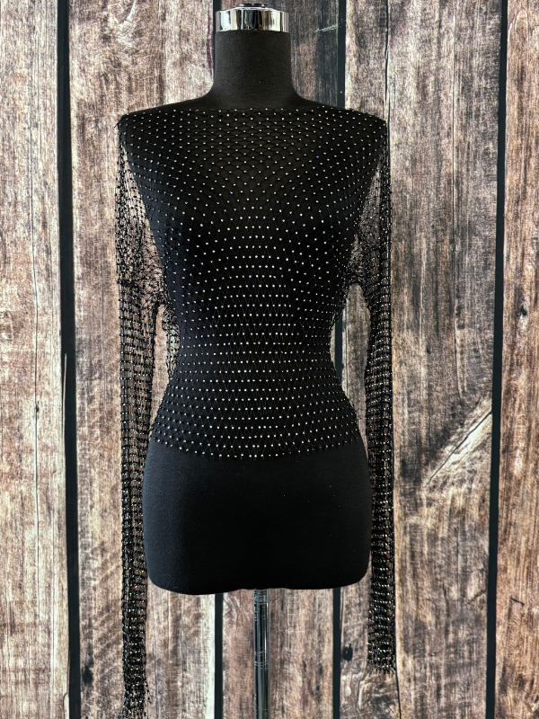 Black Crystal Sheer Top – Denims & Diamonds Boutique