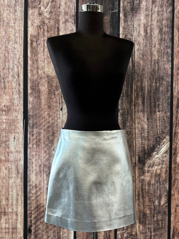Silver Metallic Leather Mini Skirt By Alice & Olivia – Denims ...