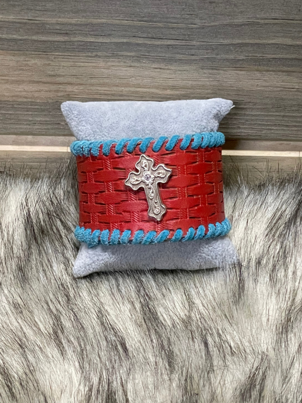 Red Leather Cross Cuff – Denims & Diamonds Boutique