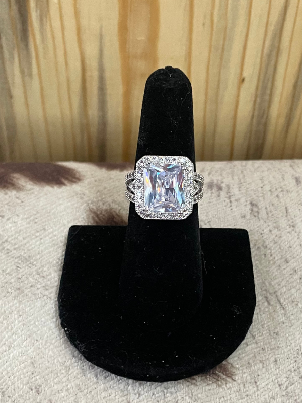 Extra Large Square with Stone Bezel and Band Ring – Denims & Diamonds ...